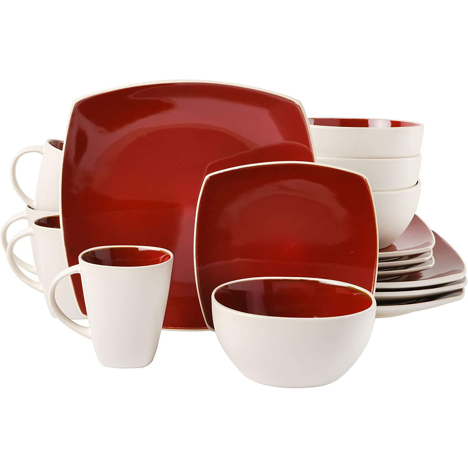 Latitude Run® Fine Square China Dinnerware Set, Serves 4 (16 Pieces ...