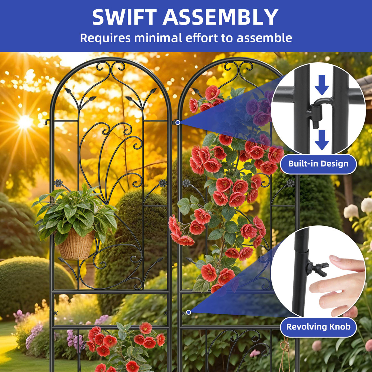 Lark Manor™ Rustproof 2-Pack Garden Trellises, Metal Climbing Frame For ...