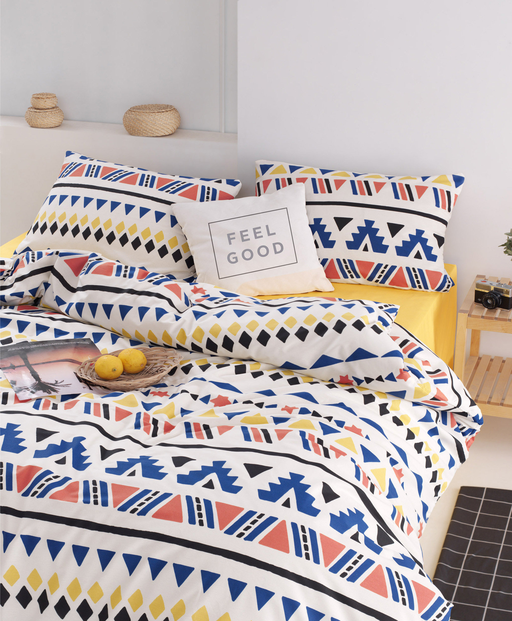 Asir Group INC Nyah Yellow/White/Dark/Blue/Black 100% Cotton 3 Piece ...