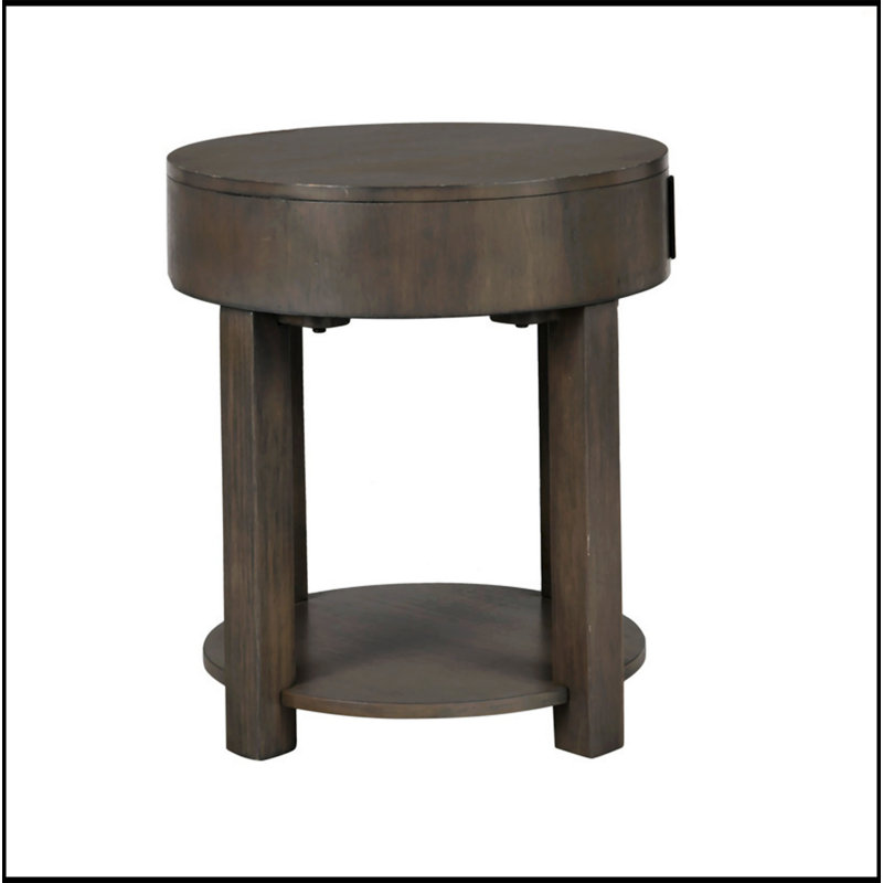 Latitude Run® 20" Light Brown Mdf End Table With Usb Ports | Wayfair