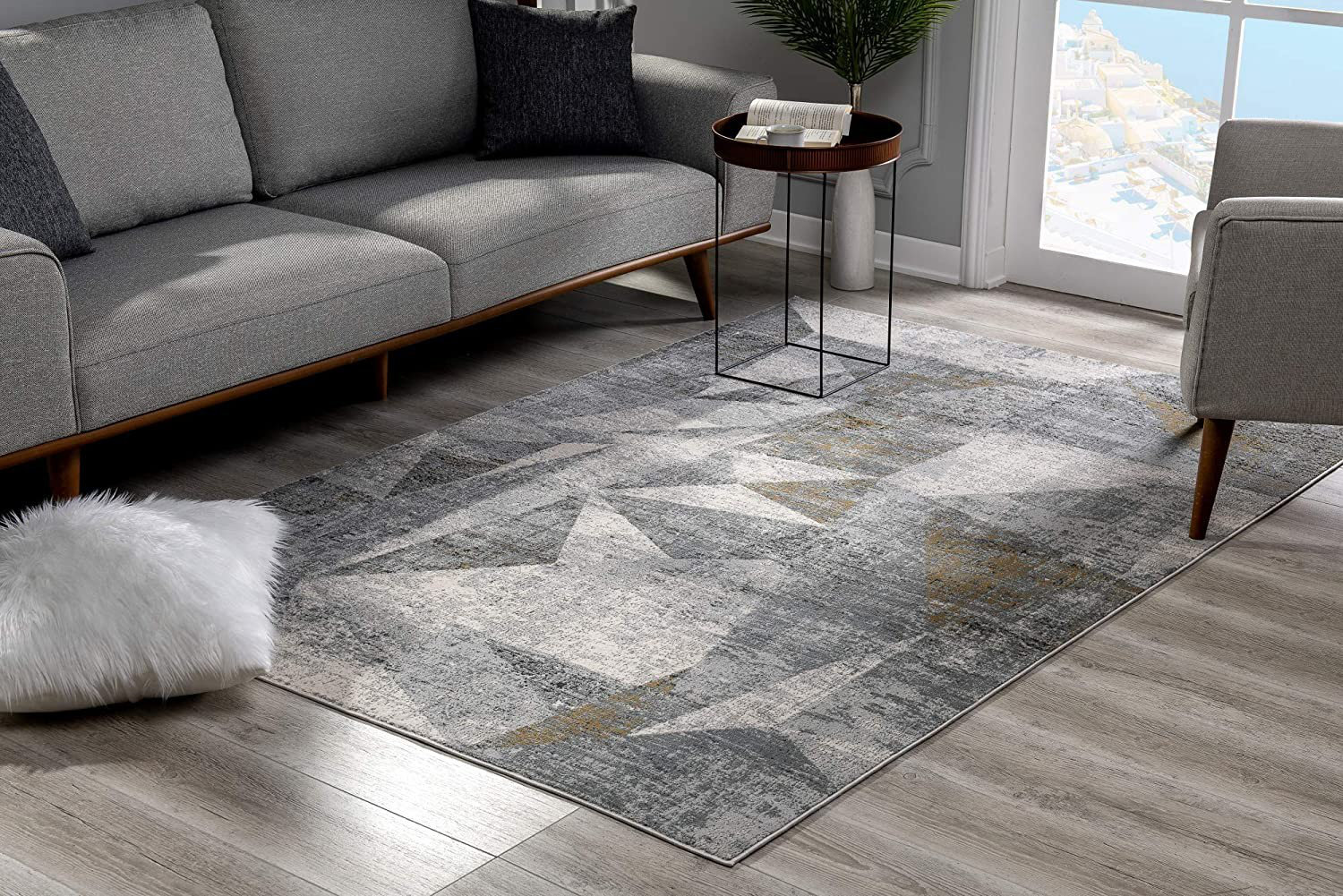 17 Stories Rectangle Machine Woven Polyester Area Rug in Gray | Wayfair