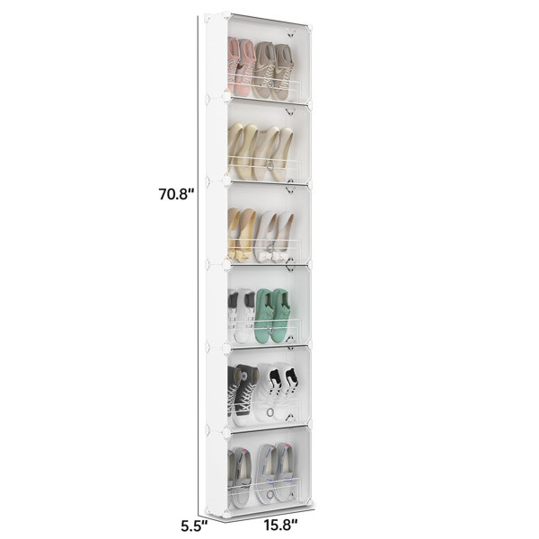 Rebrilliant 6-Tier Slim Shoe Storage,Narrow Closet Shoe Rack,Hidden ...