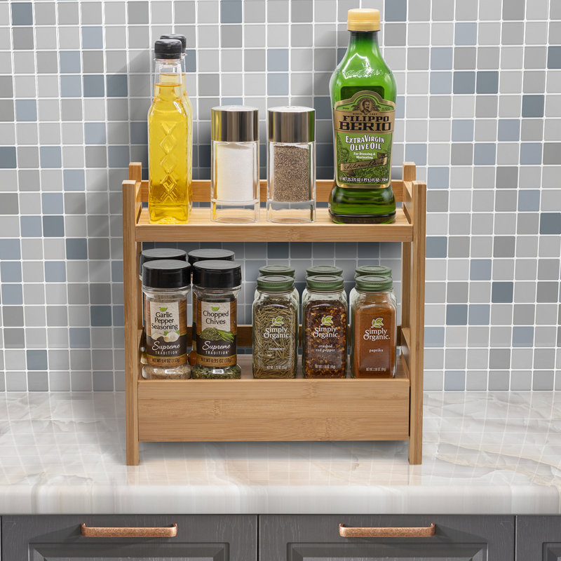 Sorbus 2-Tier Bamboo Kitchen Organizer with Drawer & Reviews | Wayfair