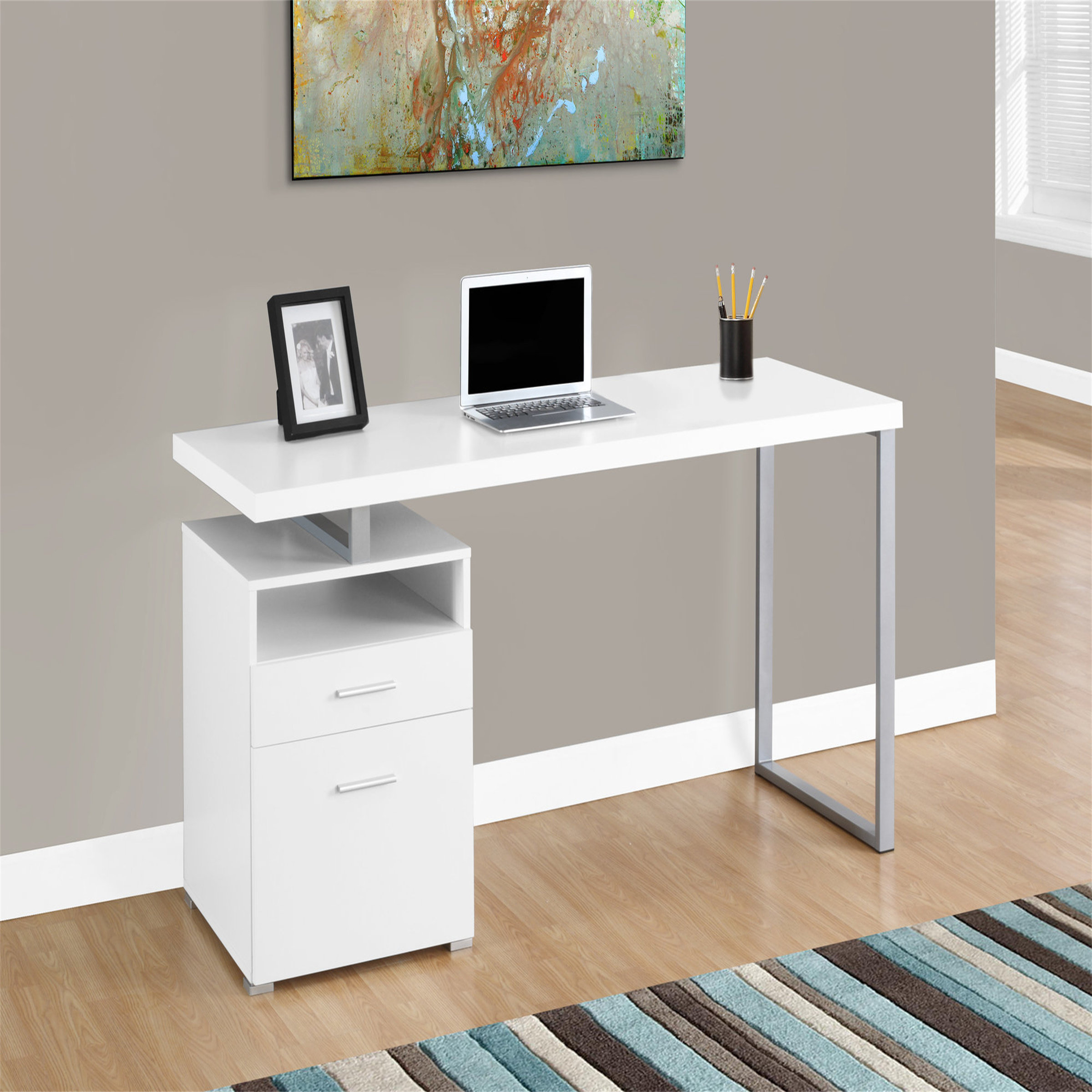 Latitude Run® Computer Desk, Home Office, Laptop, Left, Right Set-Up ...