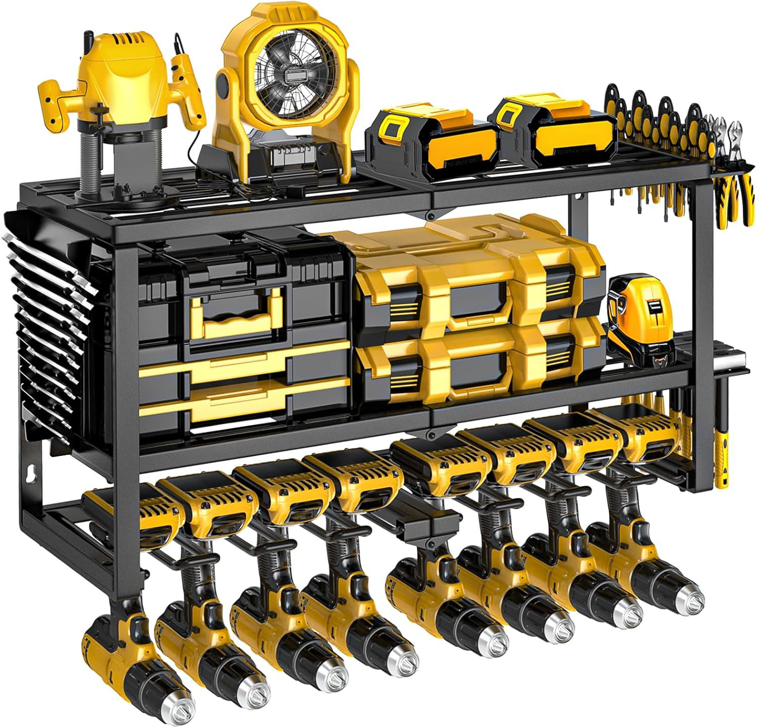 TWDAI Heavy Duty Wall-Mounted Power Tool Organizer With 3 Tiers, 8 ...