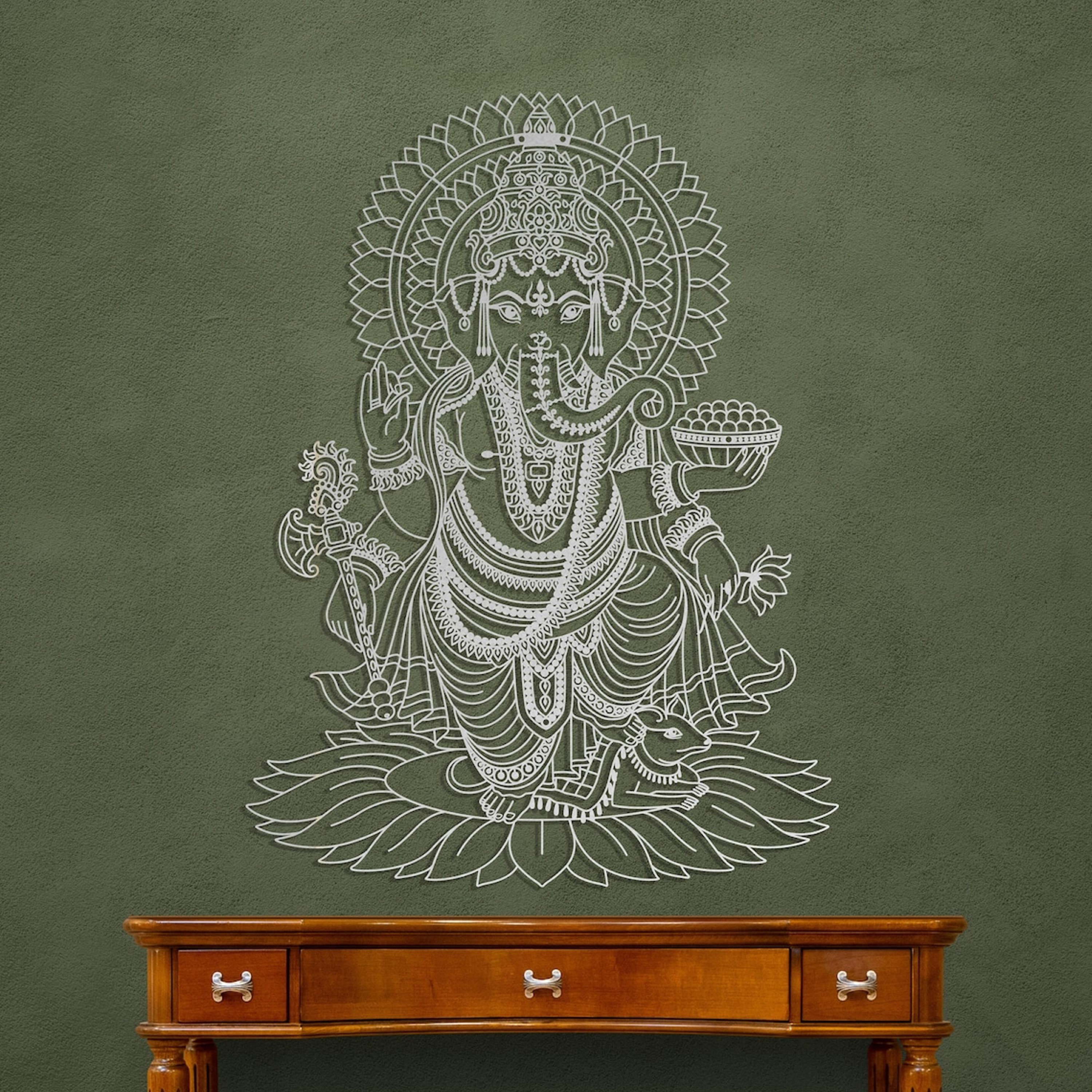 Bungalow Rose Metal Ganesha Wall Hanging Decor, Ganapathi Metal Wall ...