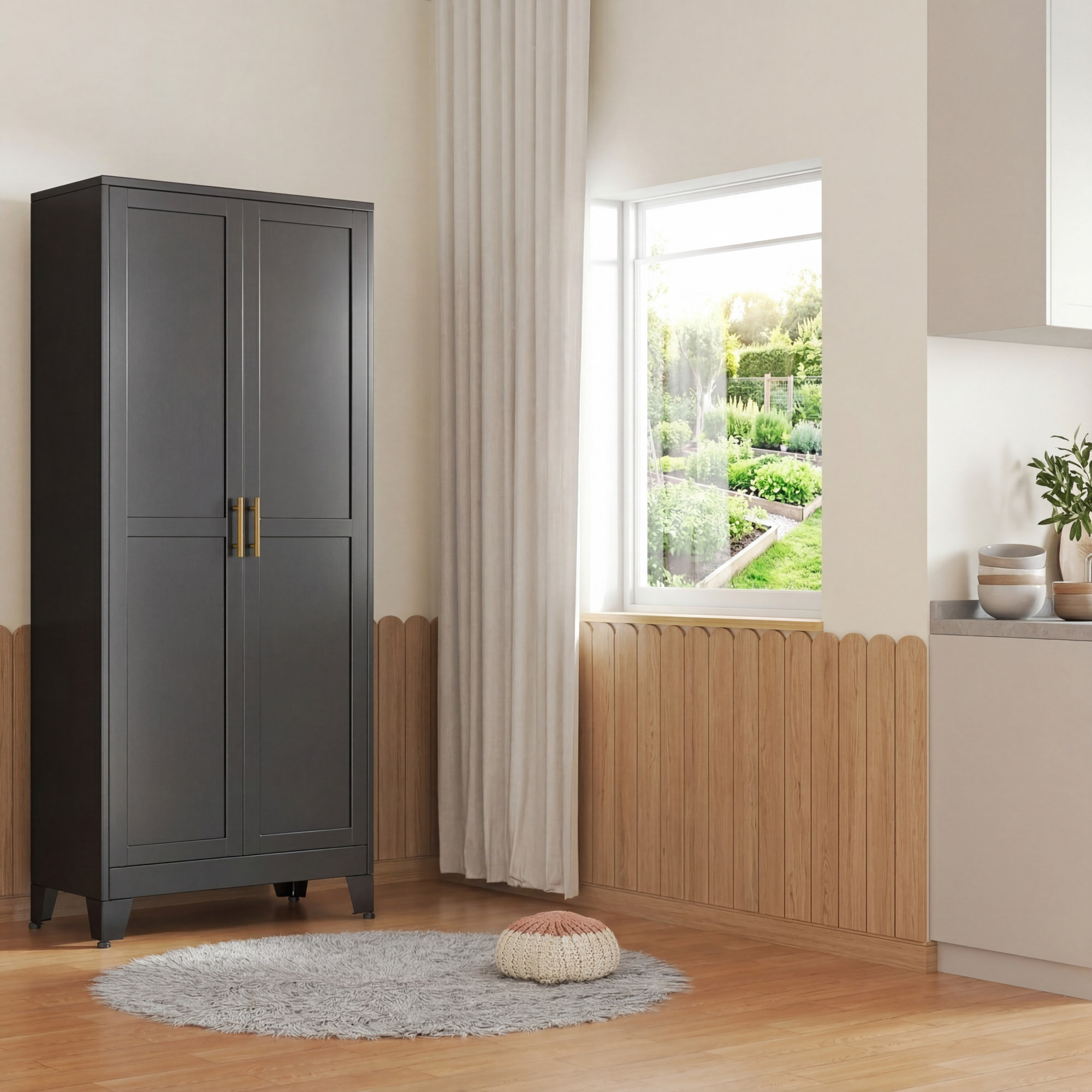 Latitude Run® 75.4-Inch Metal Tall Cabinet, Double Doors, 5 Adjustable ...