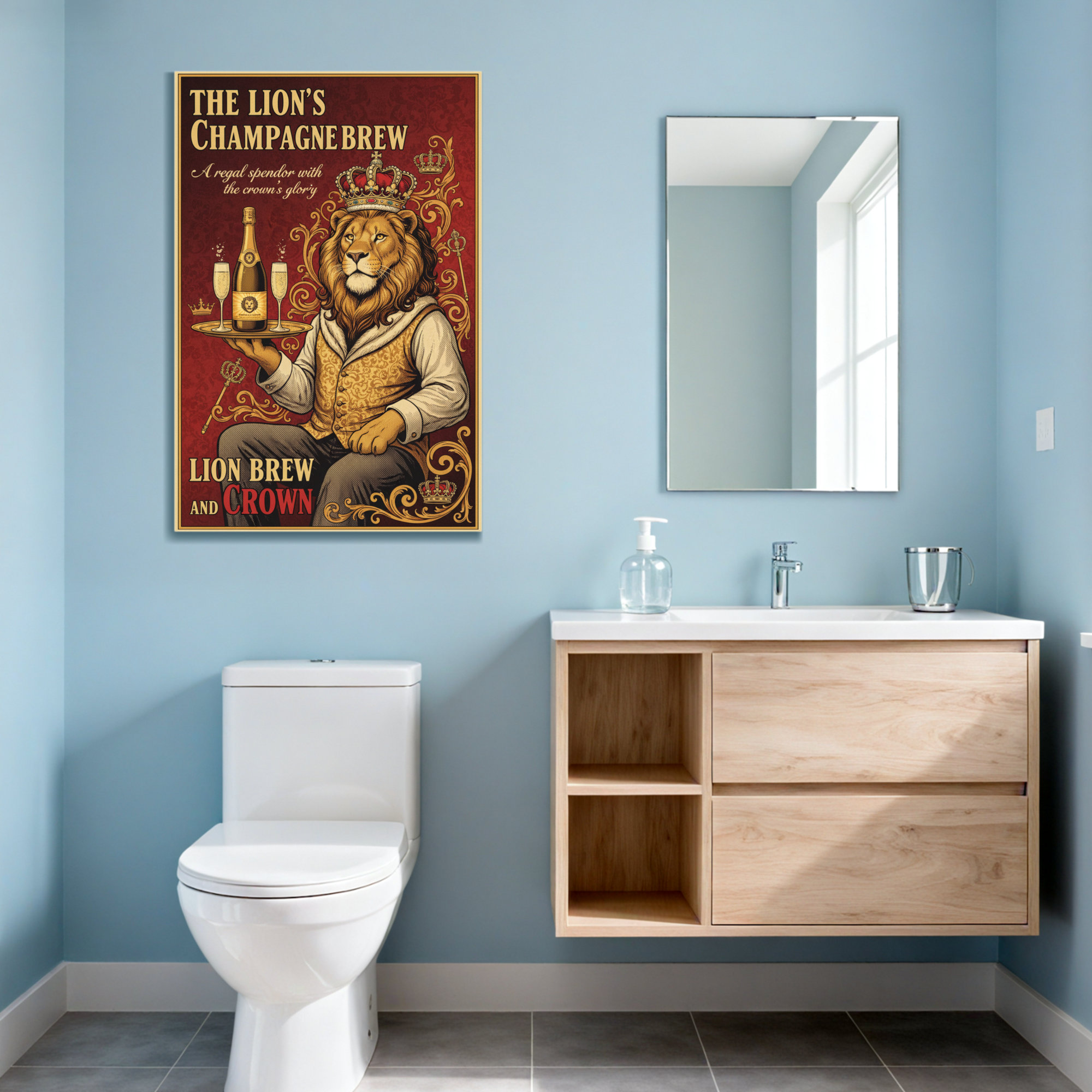 Everly Quinn Fashion Lion With Crown Holding Champagne Tray - Wayfair ...