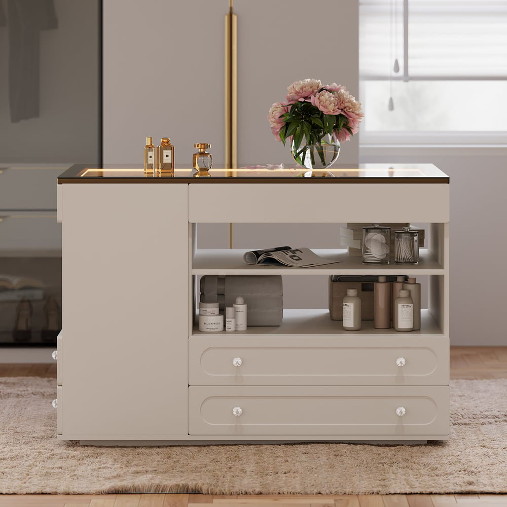 Everly Quinn 47"W Dresser Walk In Closet Island With Jewelry Storage ...