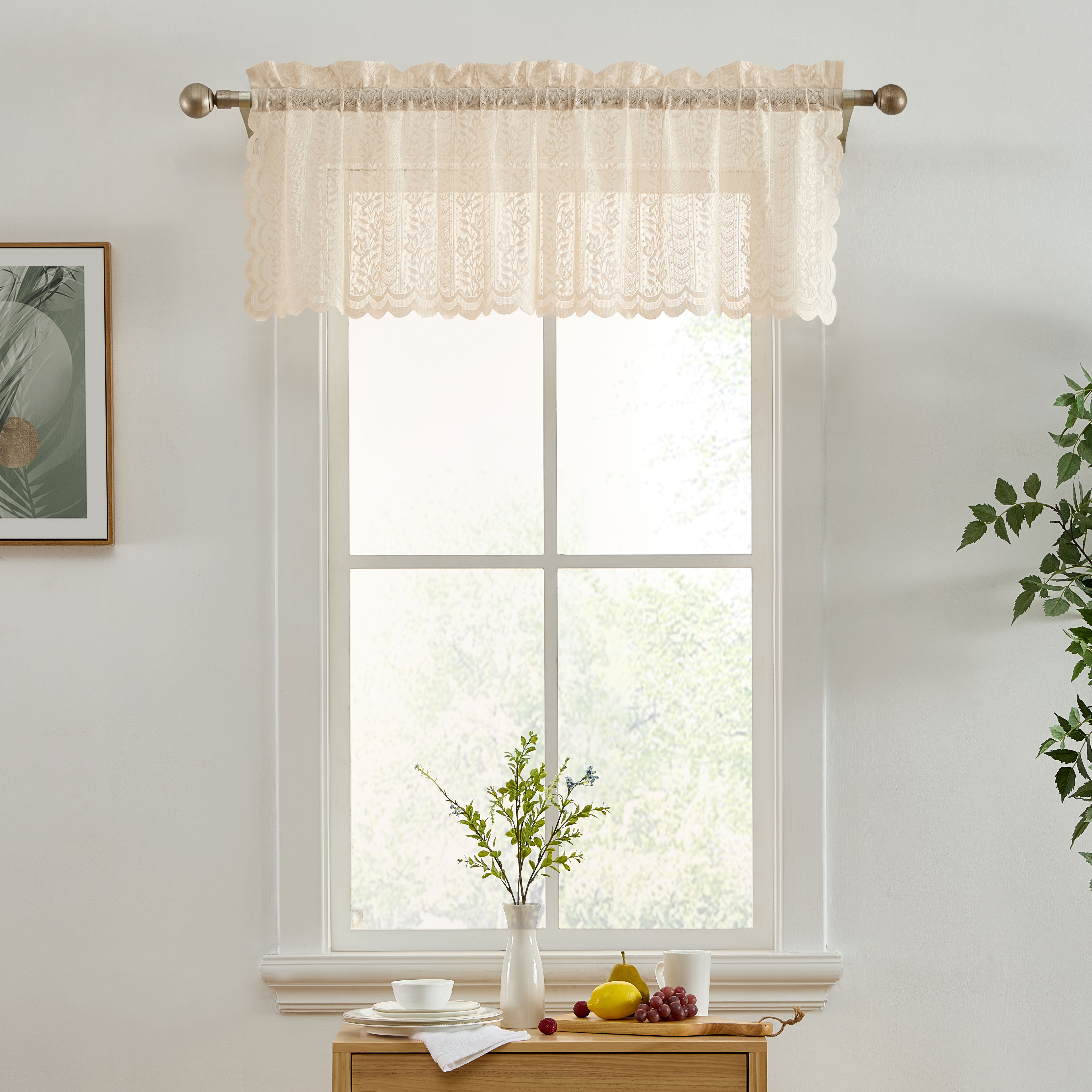 Winston Porter Nikole Floral Rod Pocket Lace Semi Sheer Voile Short ...