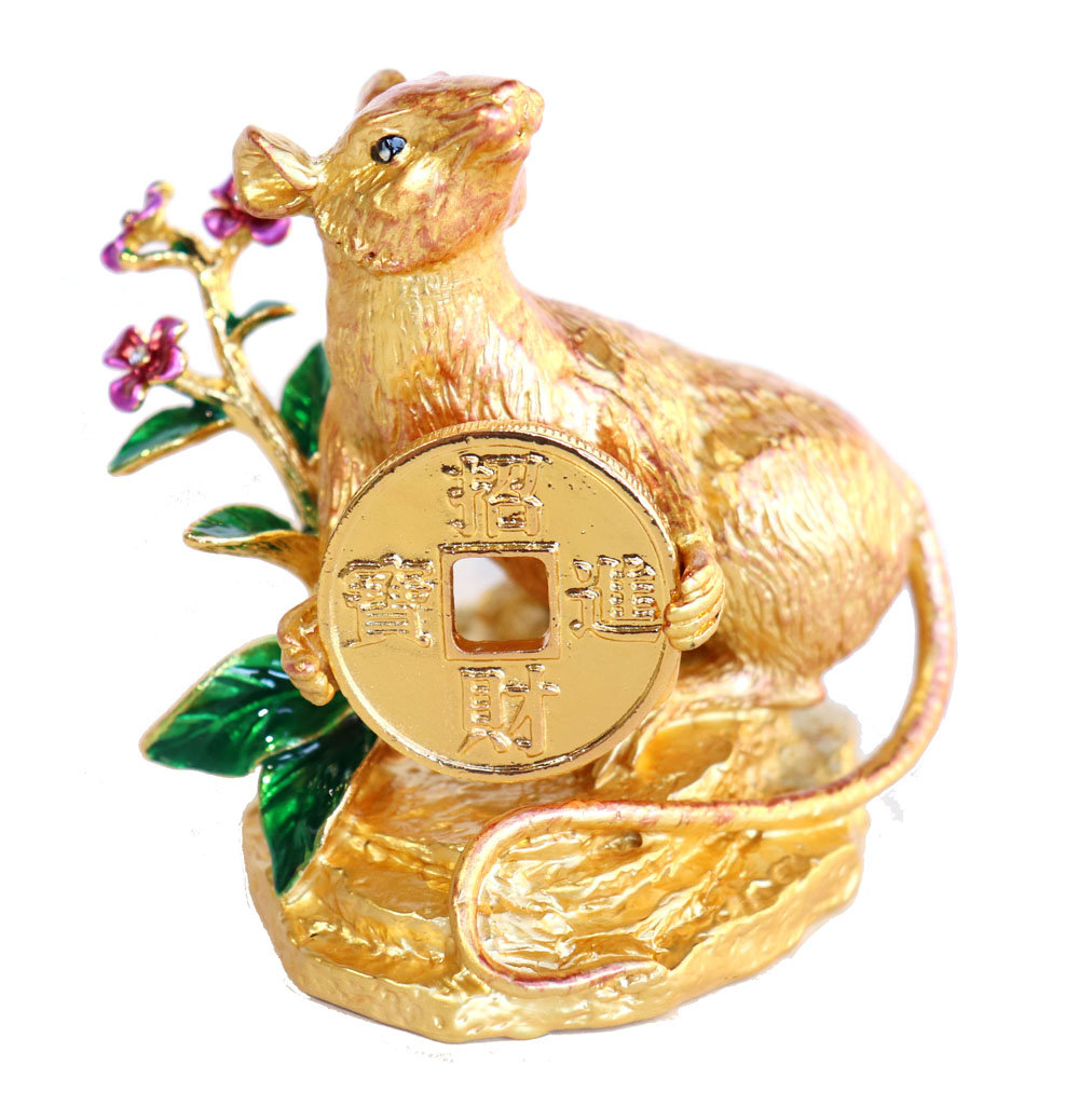 Bungalow Rose Rat Holding Coin with Your Luck Has Arrived Figurine ...