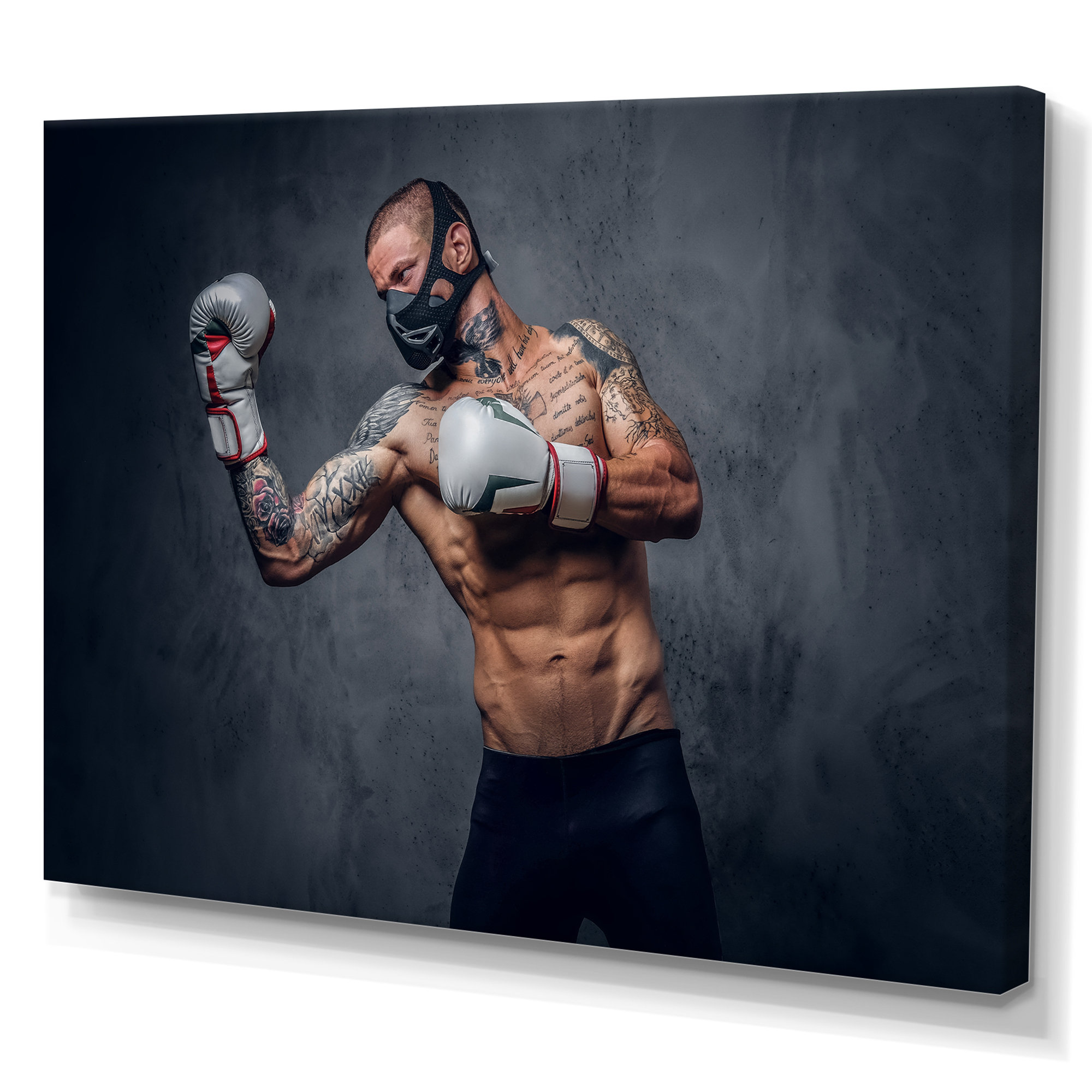 Design Art Masked Martial Art Tattooed Fighter - Sport Boxing Wall Art ...