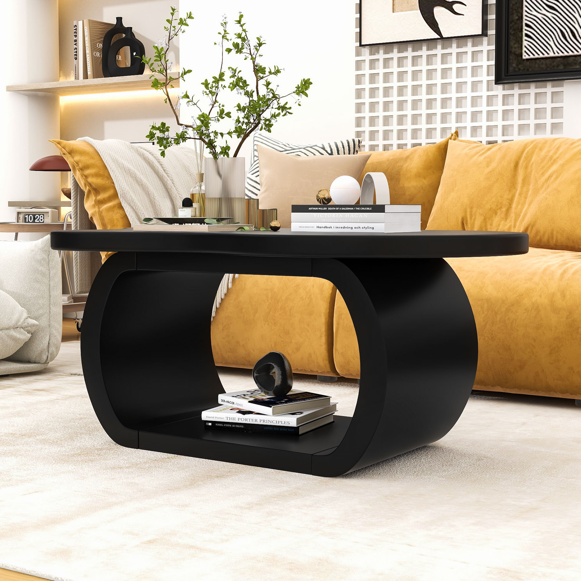Latitude Run® Unique Irregular Shaped Coffee Table with Curved Legs and ...