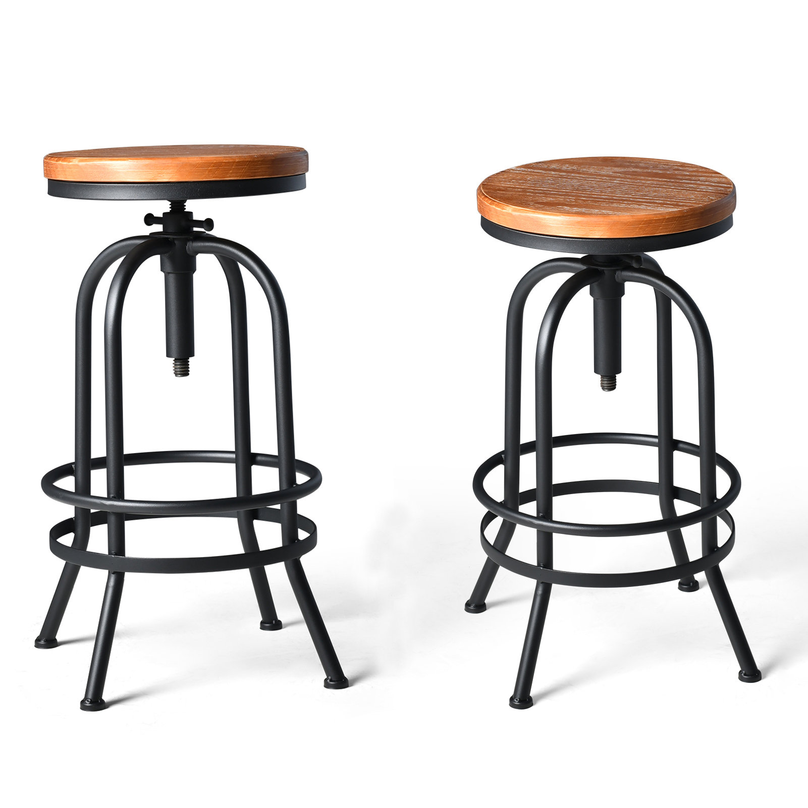 Williston Forge Shaylee Swivel Solid Wood Adjustable Height Stool | Wayfair