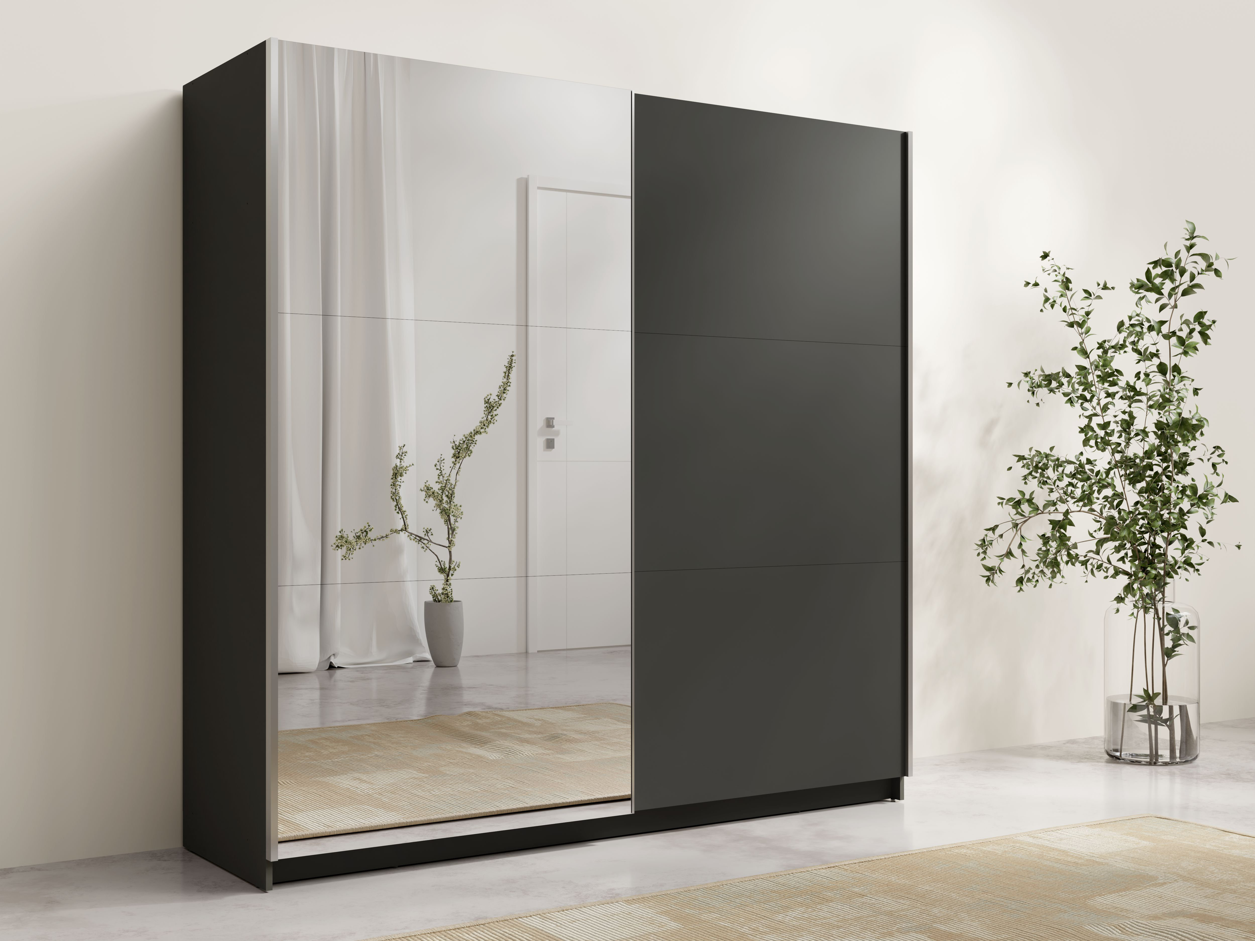 17 Stories Two -door floating wardrobe with mirror | Wayfair.co.uk