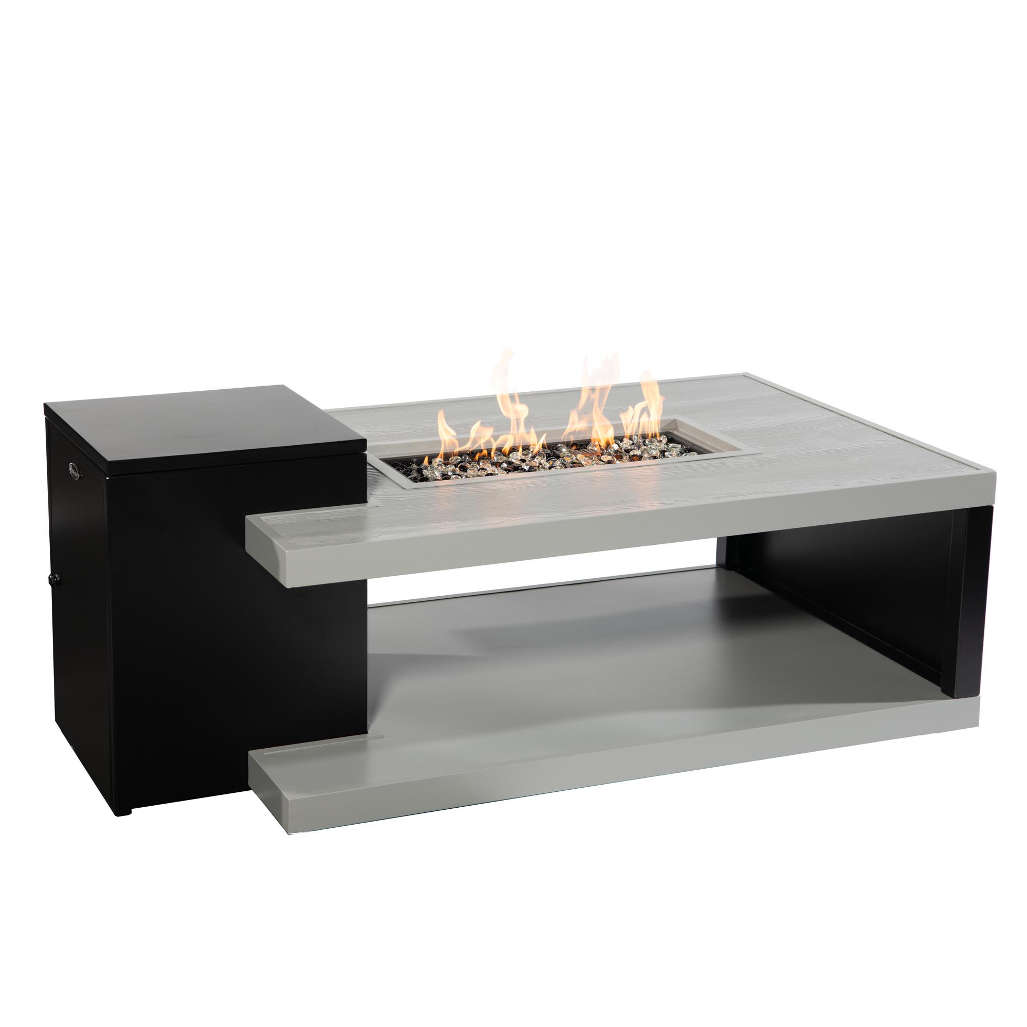 Paramount Dray Aluminum Convertible Fire Table, Rectangular, Black and ...