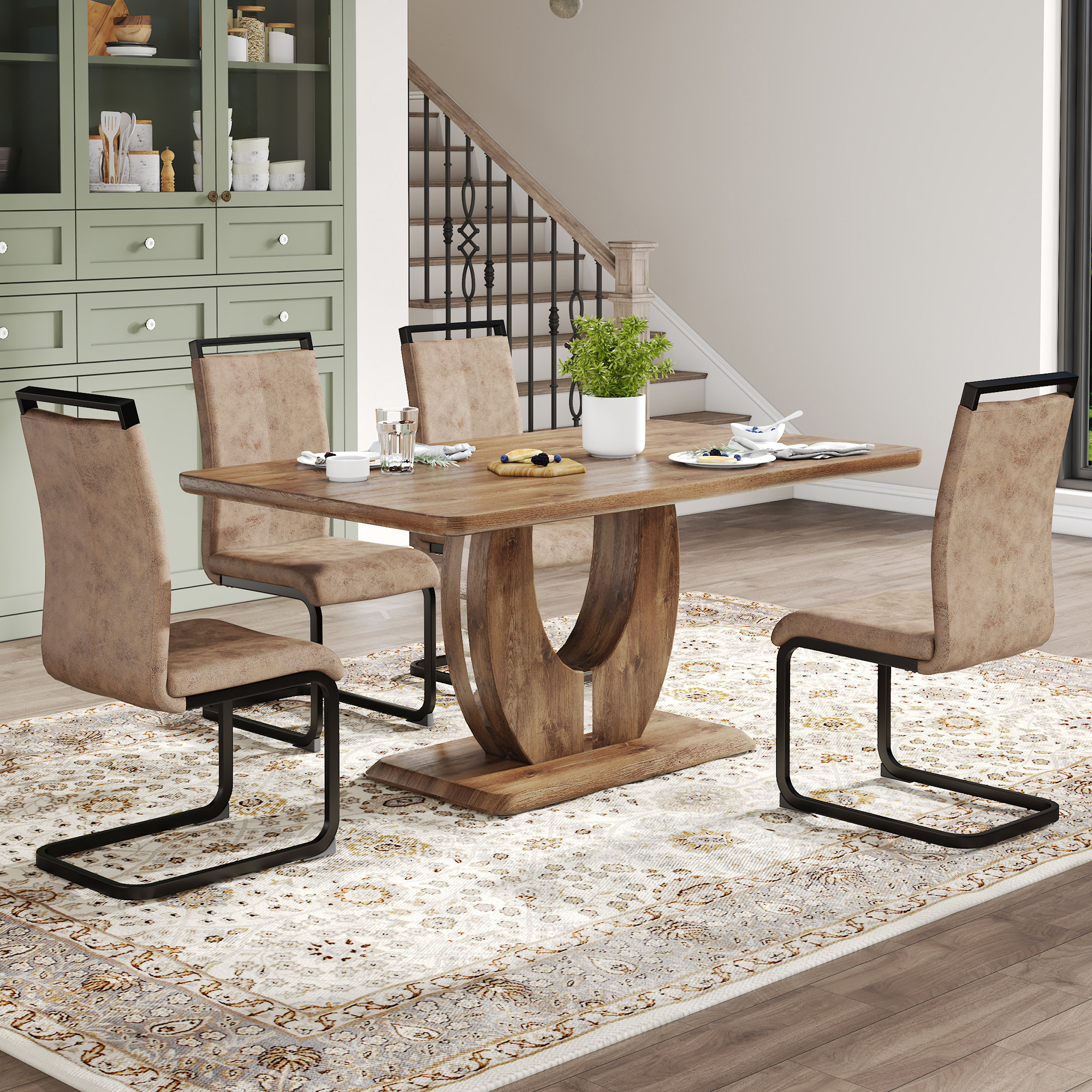 Latitude Run® Table and chair set: mdf rectangular dining table with 6 ...