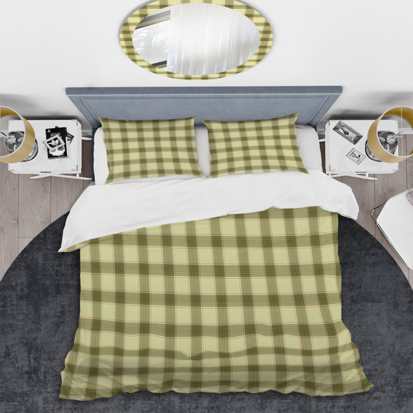 DesignArt Green Checked Tartan Checkered Duvet Cover Set - Wayfair Canada