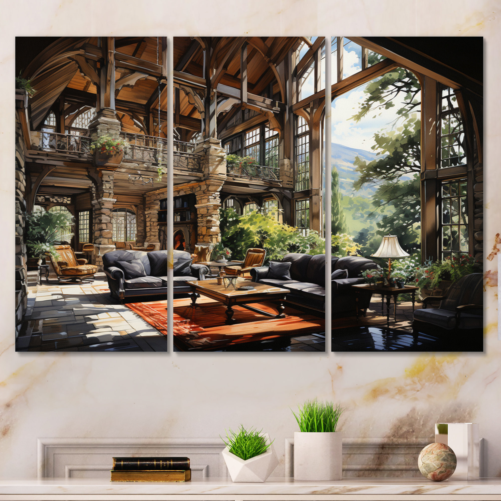 Design Art Hotels Lodges Serenity Retreat VII On Metal 3 Pieces Print ...