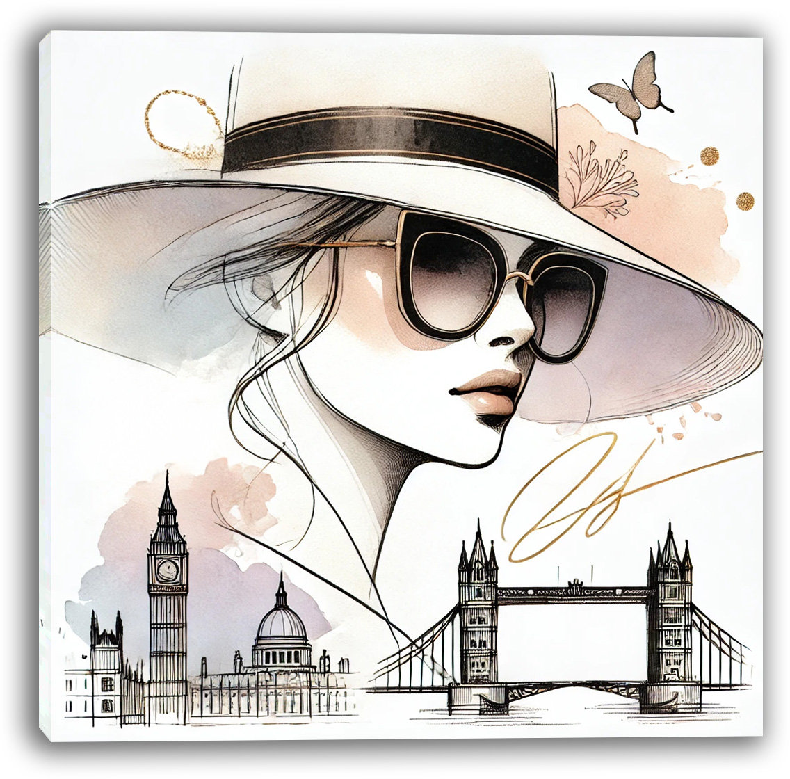 Mercer41 London Glamour with Tower Bridge Canvas Wall Art | Wayfair