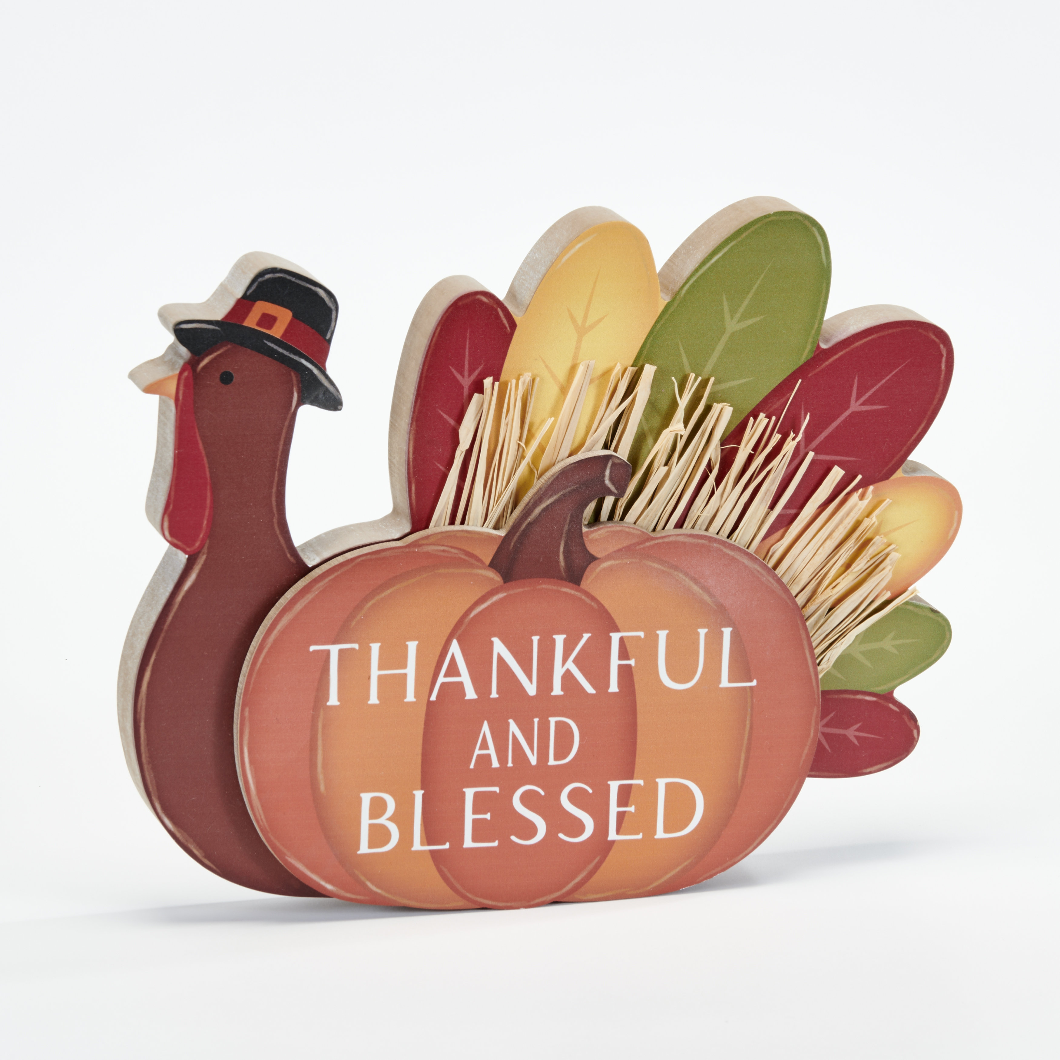 The Holiday Aisle® 8.5" Tabletop Wood Thanksgiving Turkey Decoration ...