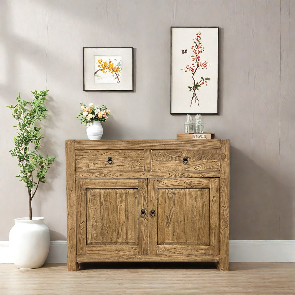 Wu's StylishVault Solid Old Elm Wood Console Cabinet | Wayfair