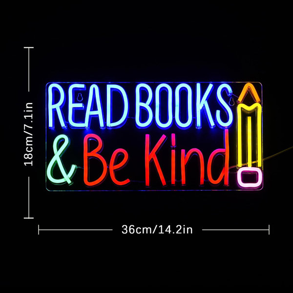 George Oliver Read Books And Be Kind Neon Sign Pencil Neon Light ...