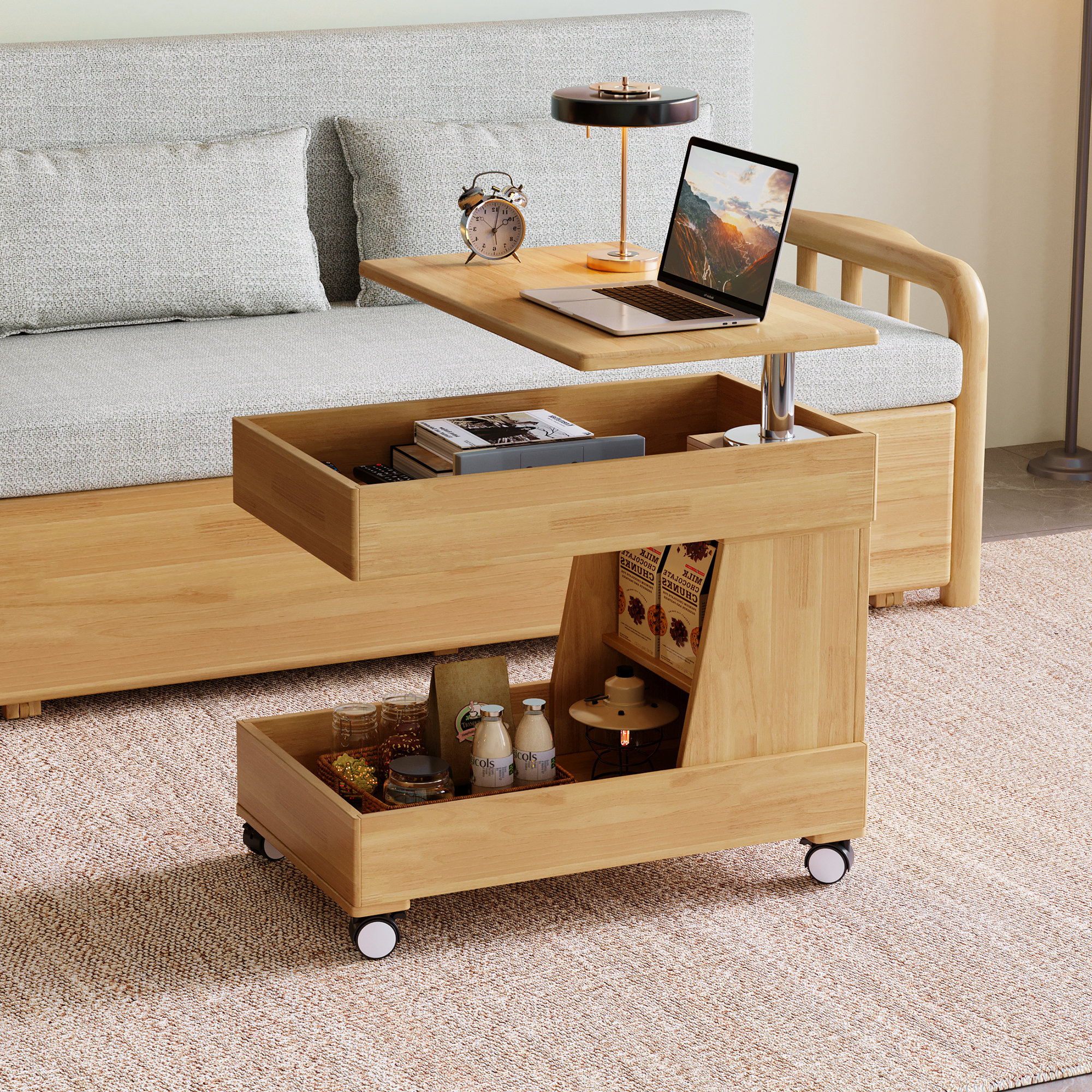 Hokku Designs Lift Top Coffee Table For Living Room With Storage Hidden ...