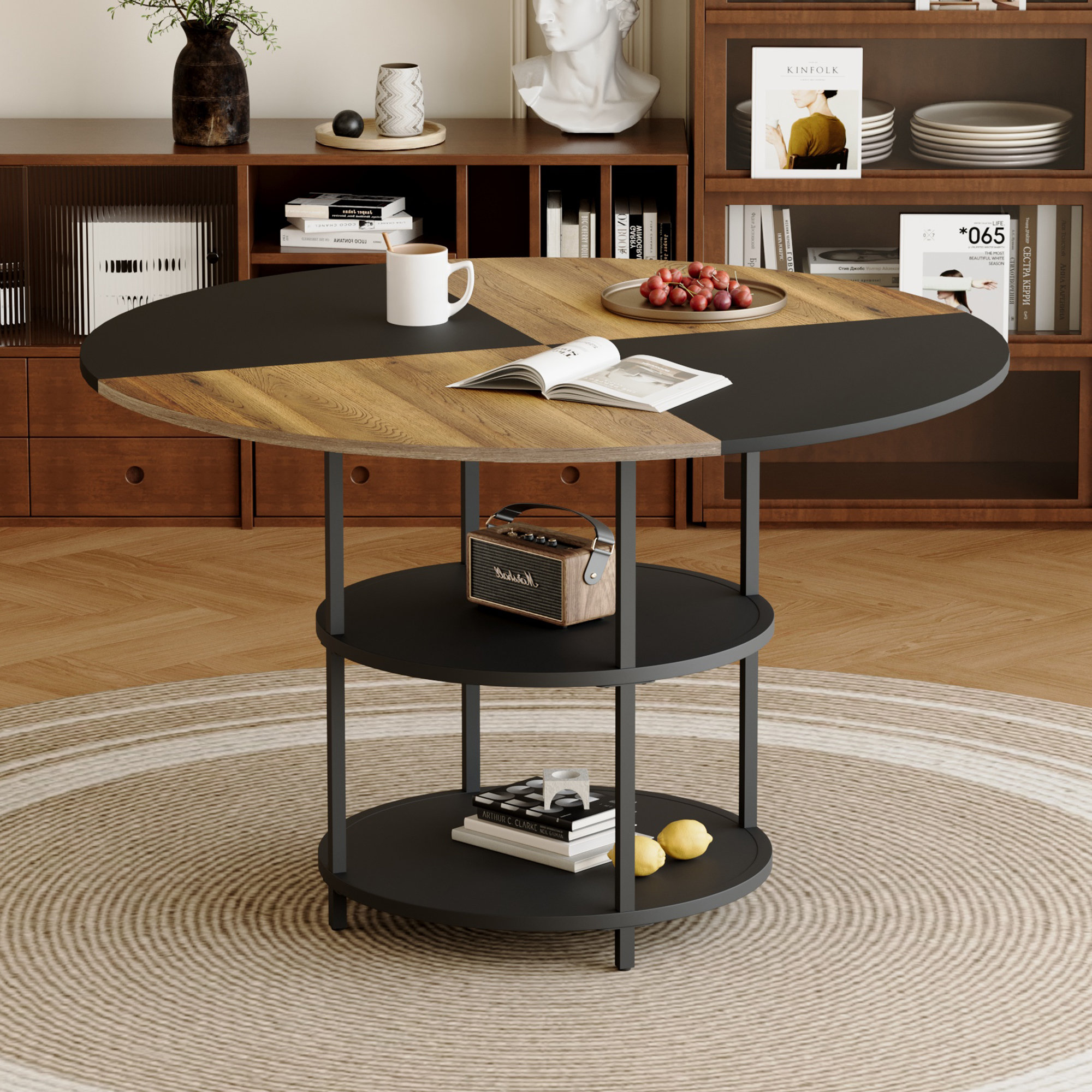 17 Stories 47.3-Inch Modern Splicing Circular Dining Table - Double ...