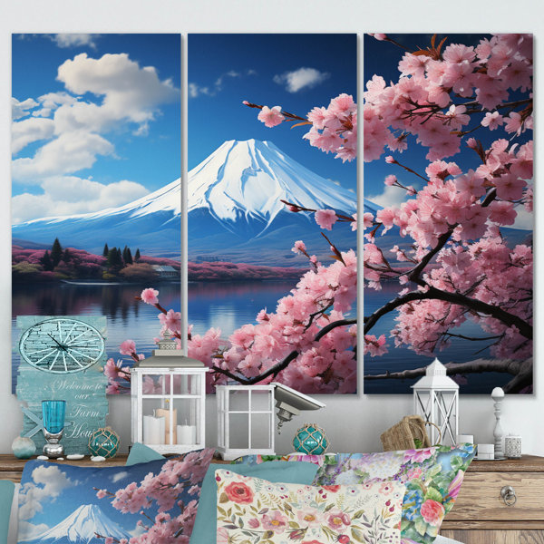 DesignArt Asian Art Majestic Mont Fuji V - Asian Metal Wall Decor Set ...