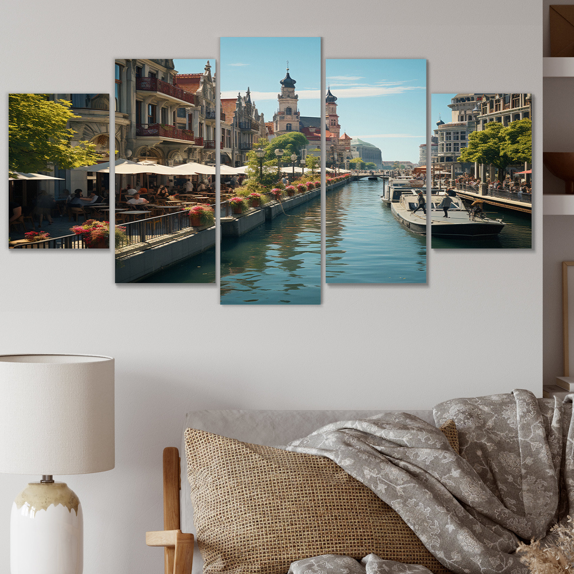 Ebern Designs Germany Waterfront Charm City II On Canvas 5 Pieces Print ...