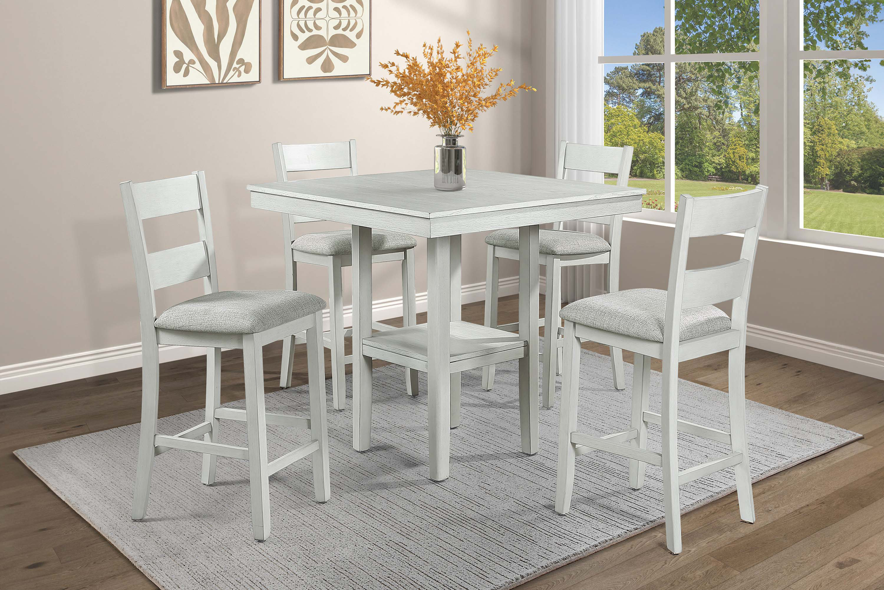 Ophelia & Co. Rustic Farmhouse Transitional 5-Pc Counter Height Dining ...