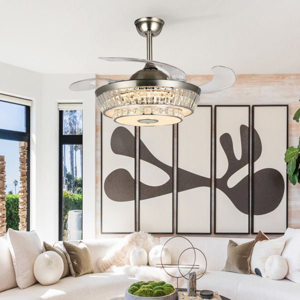 Mercer41 Tikia 42" Colorful variable light crystal Bluetooth fan light ...