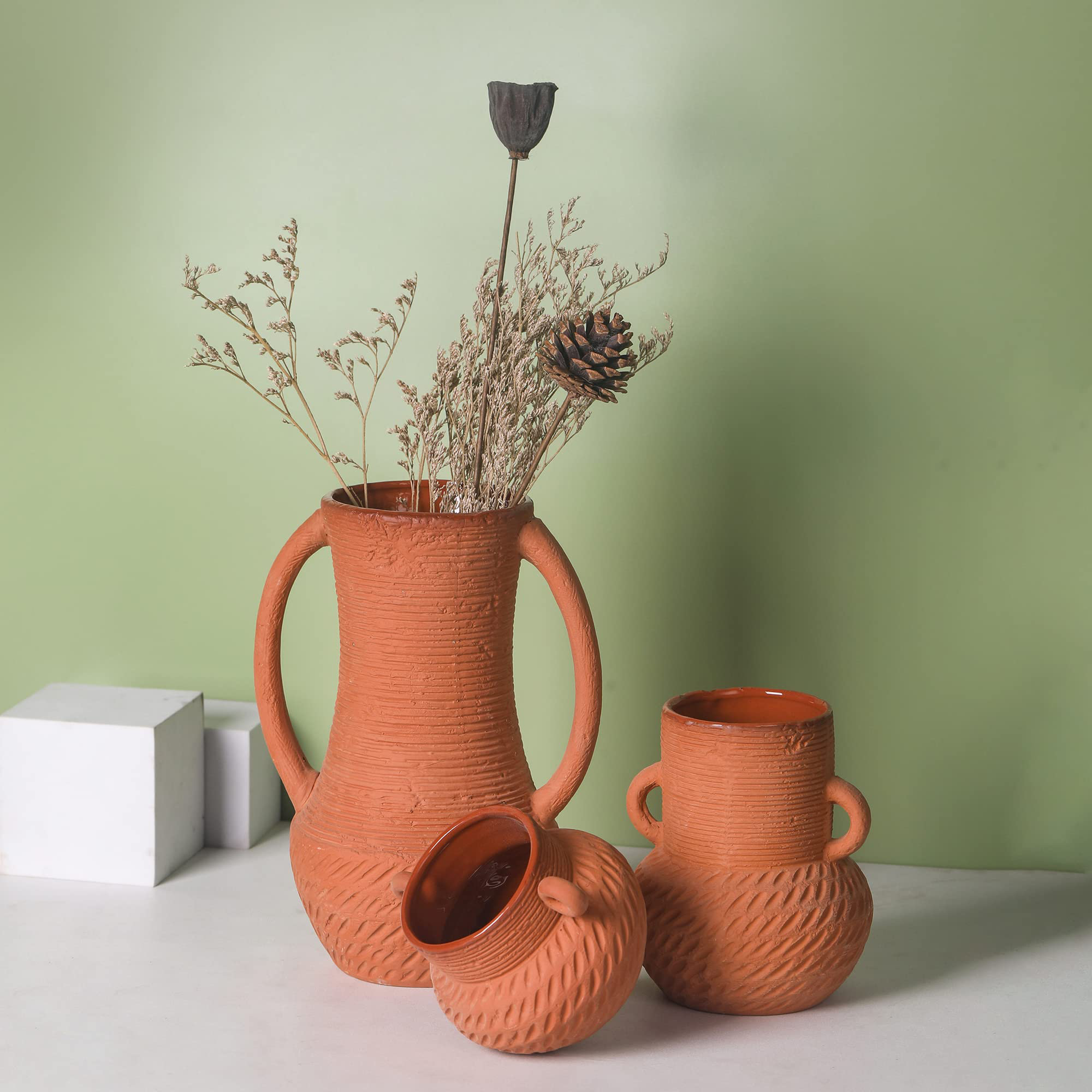Bungalow Rose Terracotta Vases Sets, Farmhouse Decor, Ceramic Vase For ...