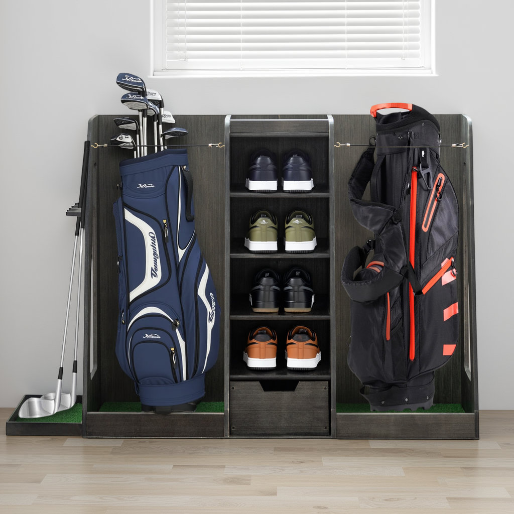 One Allium Way® Solid Wood Golf Bag Organizer & Storage Rack – 2-Bag ...