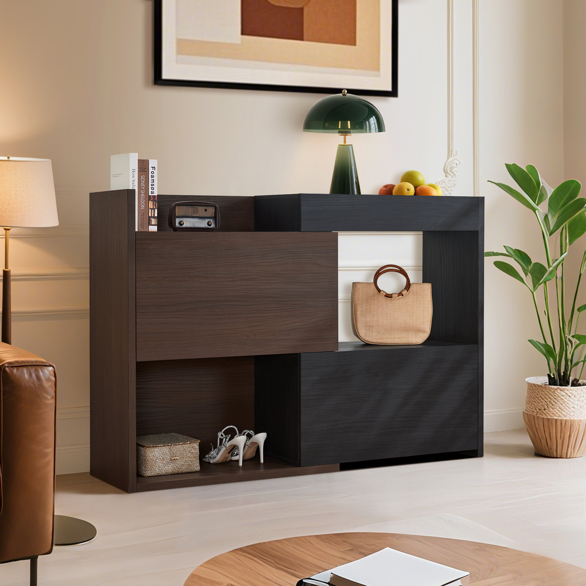 Homein 32.5''-58.8'' Extendable & Rotating Sideboard With 2 Drawer, 90 ...