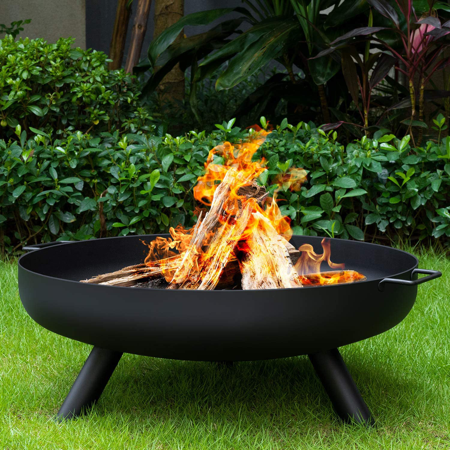 Latitude Run® Fire Pit Outdoor Wood Burning Fire Bowl 28In With A Drain ...