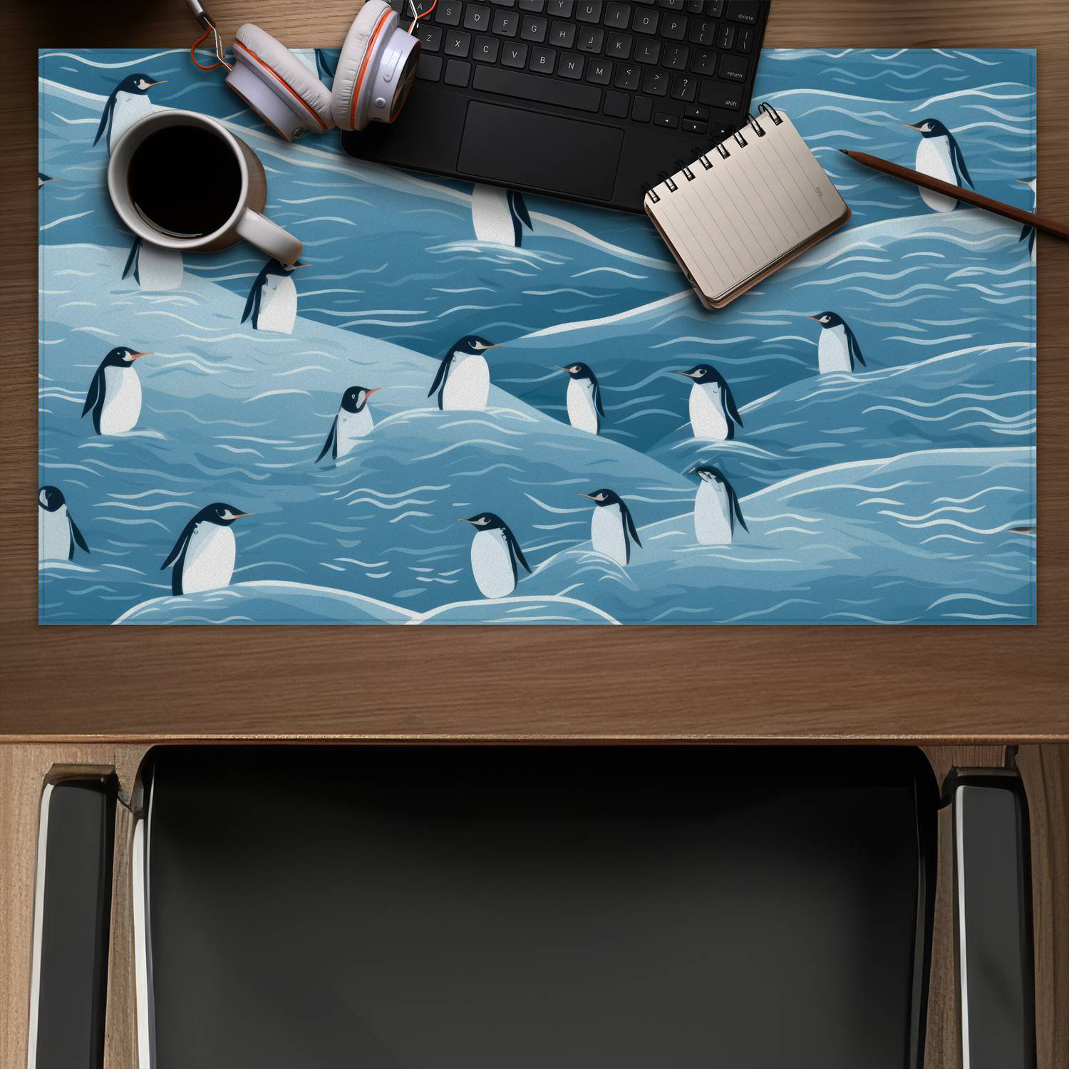 East Urban Home Penguins wandering - 14.00"x24.25" Desk mat | Wayfair