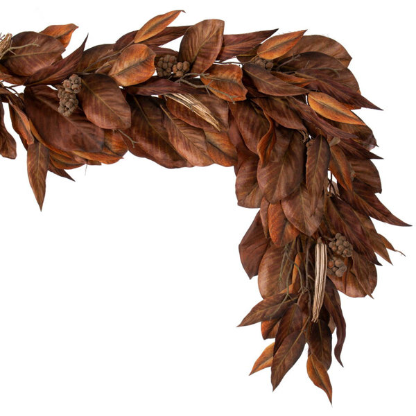Primrue 72" Brown Magnolia Leaf Garland. It measures 72 by 9 inches ...