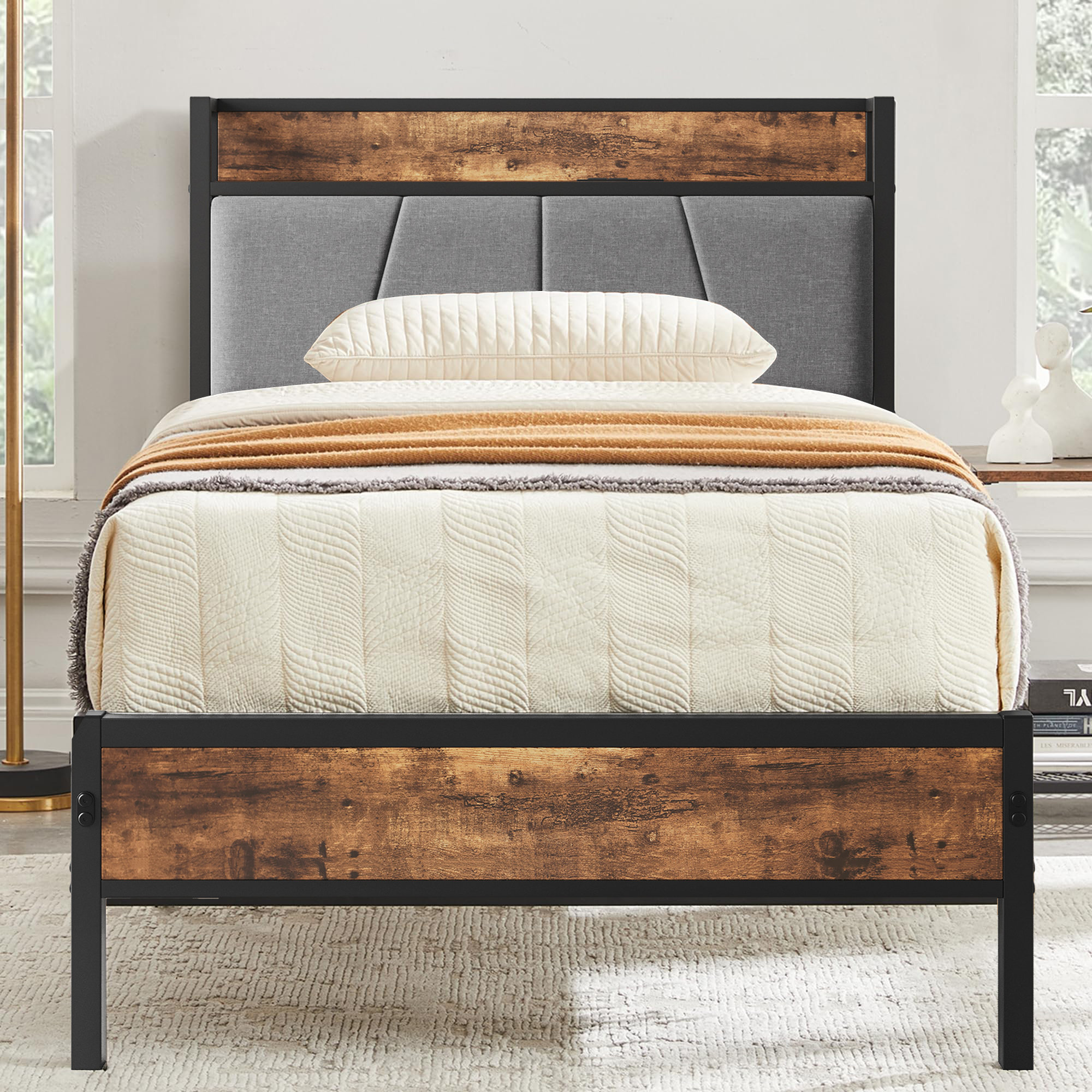 17 Stories Aolany Bed Frames, Storage Headboard with Outlets, Easy to ...