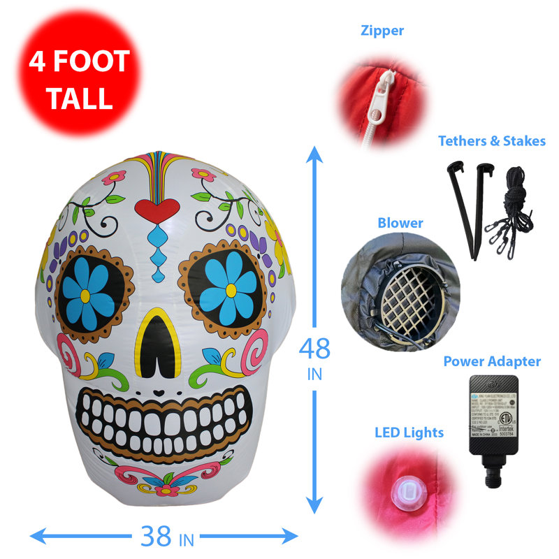 The Holiday Aisle® 4 Foot Tall Lighted Happy Halloween Inflatable ...