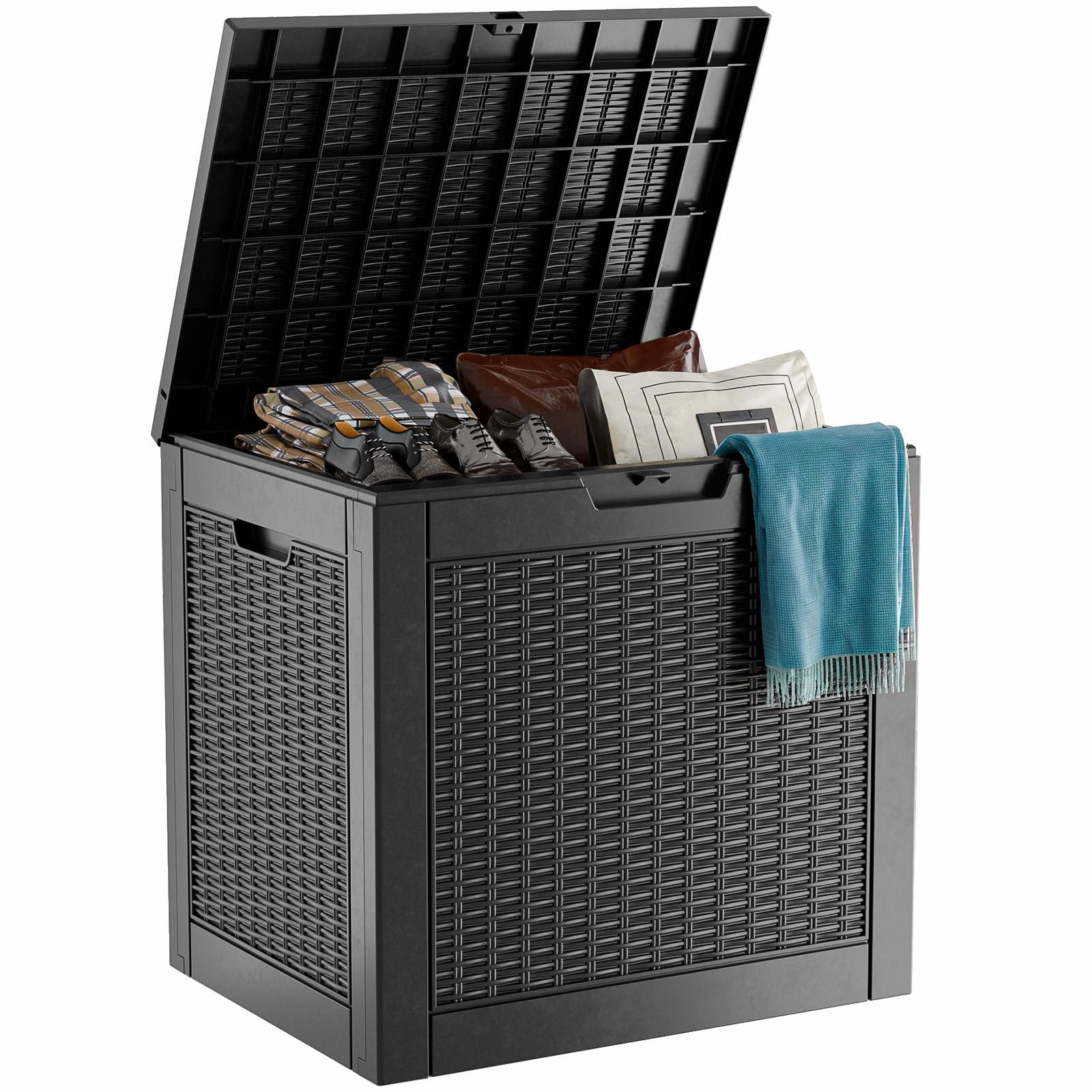 LGHM Lockable Resin Deck Box,outdoor Black Storage Box For Patio ...