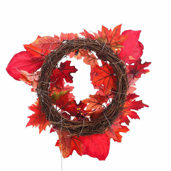 The Seasonal Aisle Faux Lighted 40cm Wreath | Wayfair.co.uk