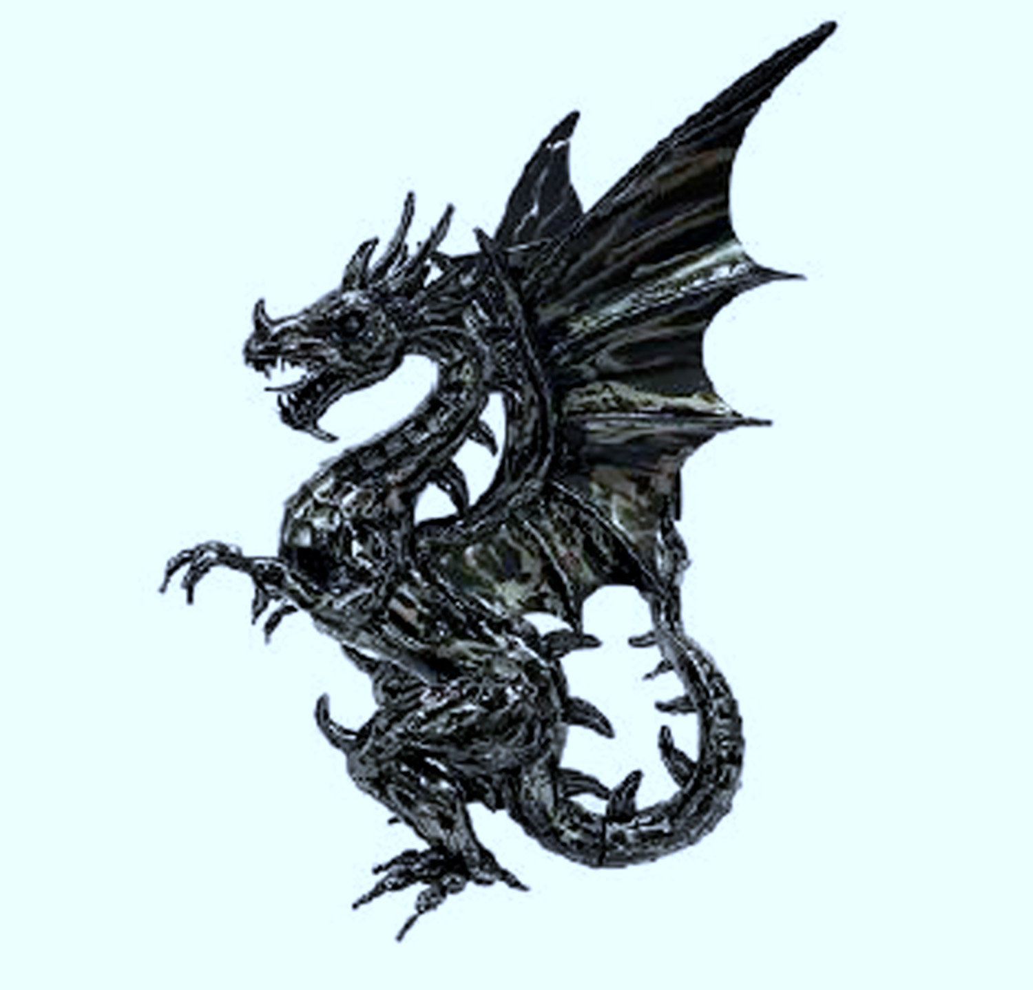 Trinx 44" Tall Ferocious Metal Dragon Statue Standing Upright "Tarragon ...