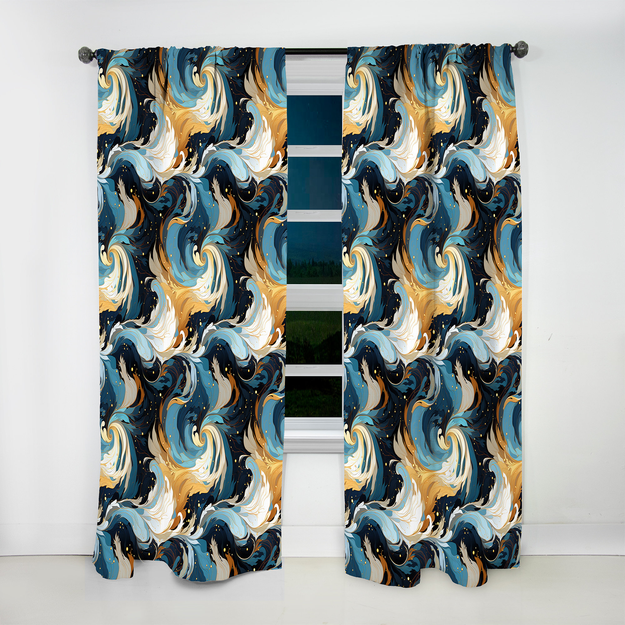 Design Art Colorful Artistic Expression Marble Swirls I - Glam Curtain ...