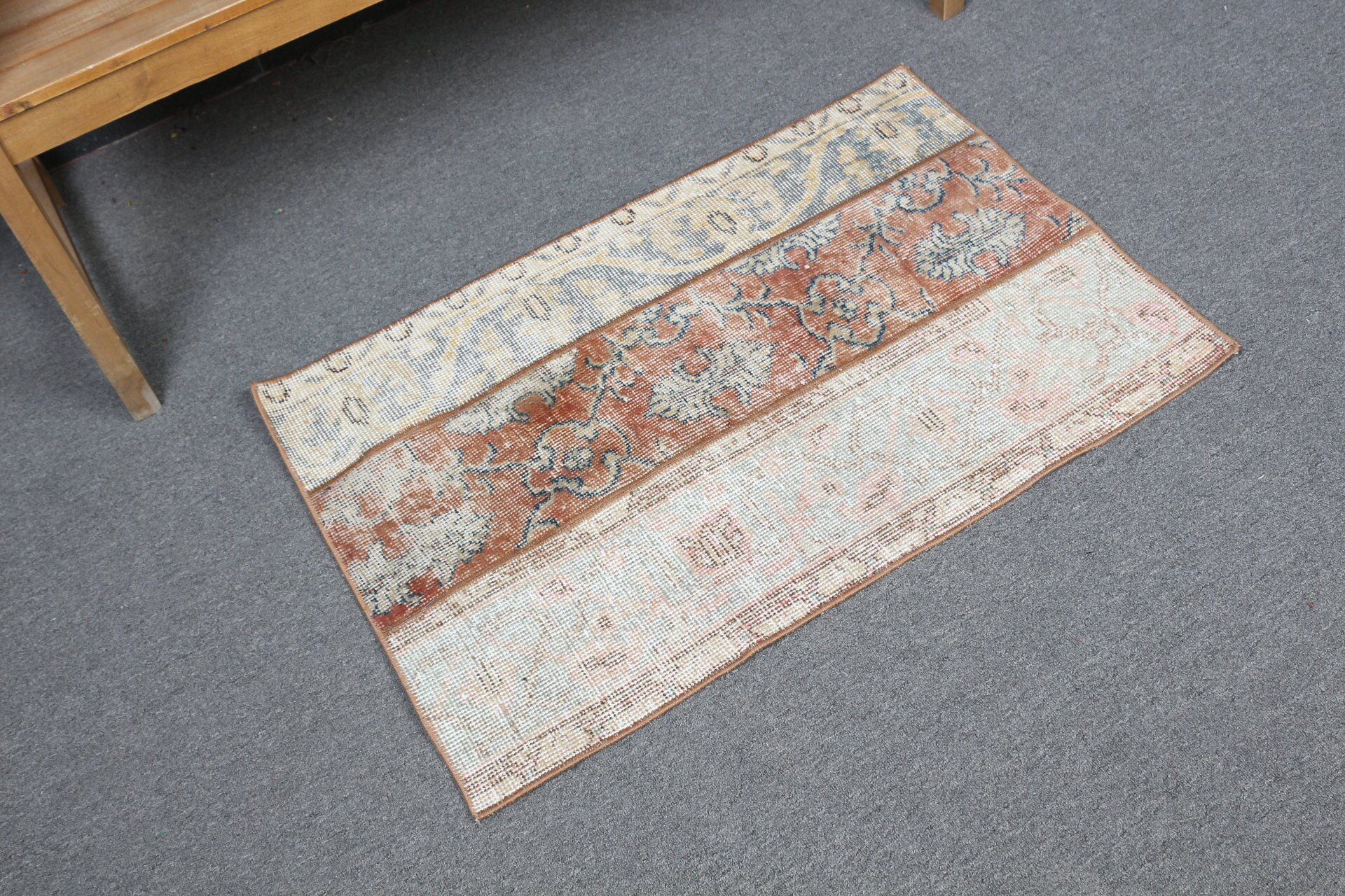 Red Barrel Studio® Stunning Vintage Turkish Door Mat In Orange And Blue ...