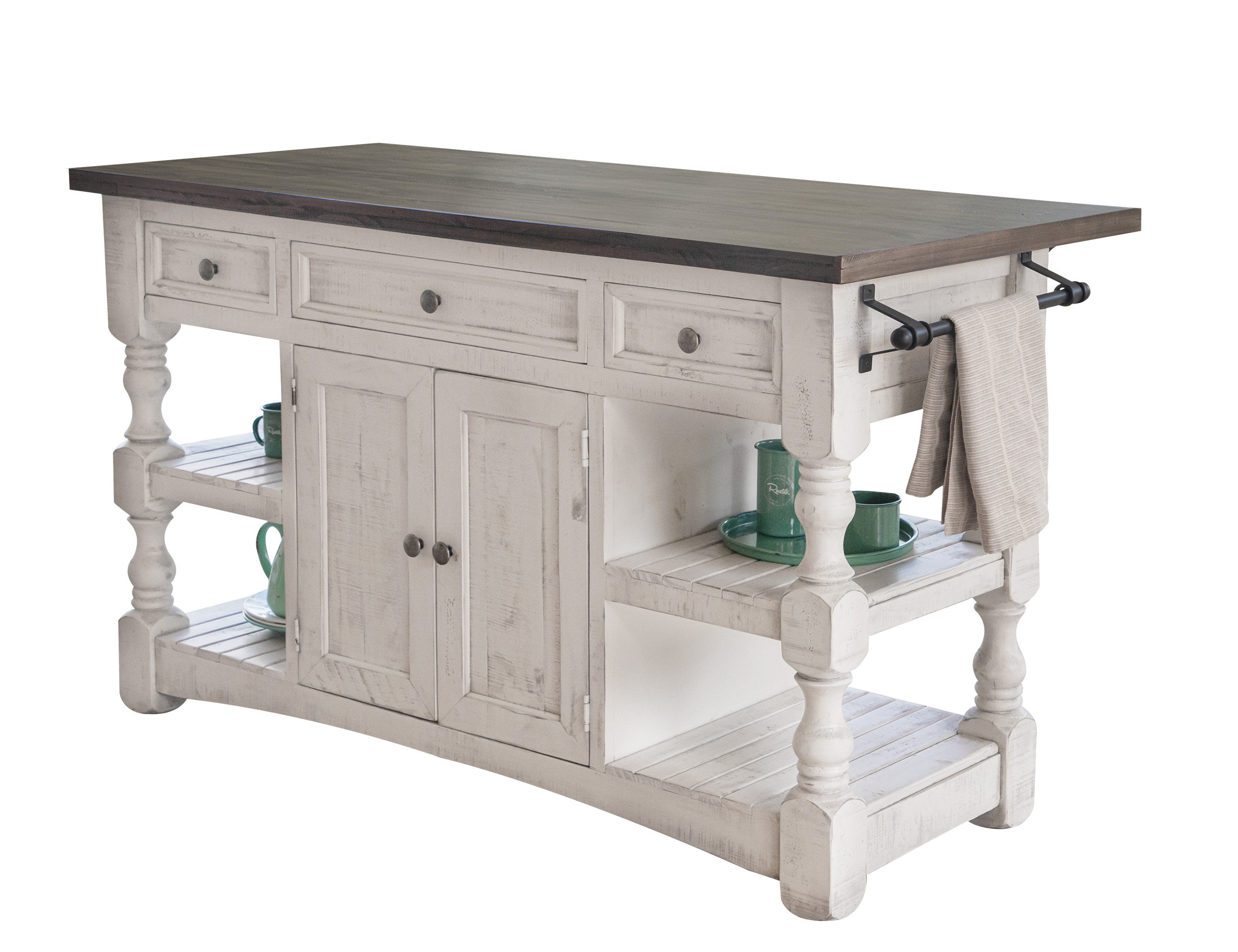 Crafters and Weavers Stonegate Kitchen Island with Solid Wood Top ...