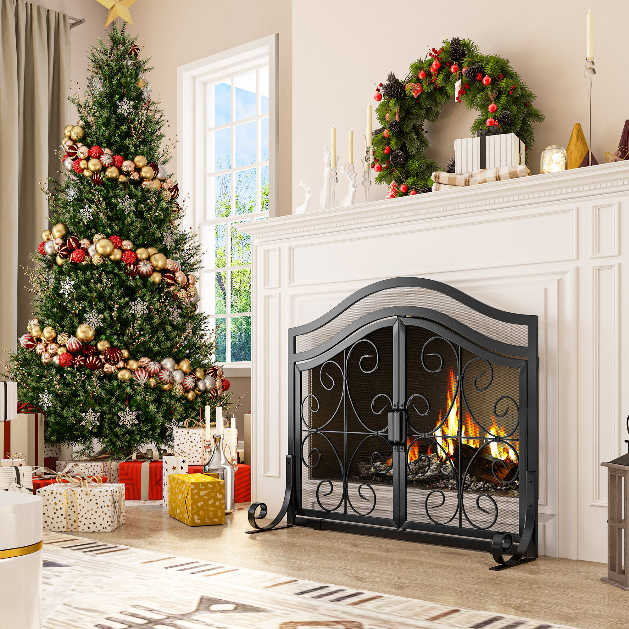 YITAHOME 2 Panel Steel Fireplace Screen & Reviews | Wayfair