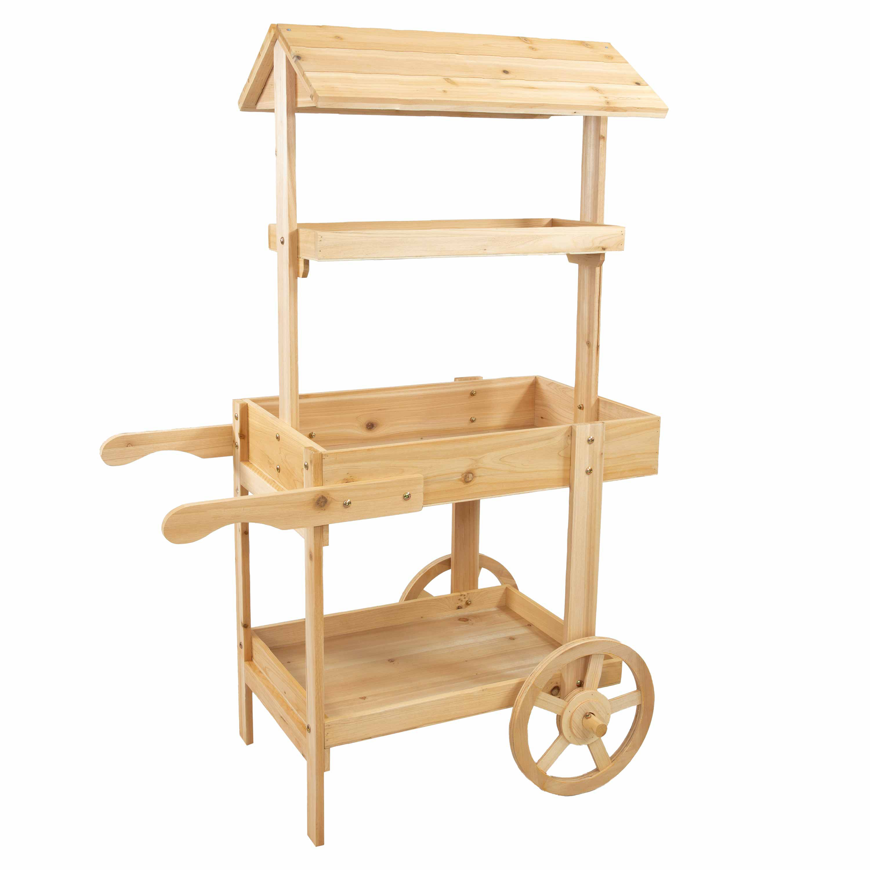 August Grove® Quenby Wooden Flower Cart Plant Stand - 33.75" x 21.75" x ...