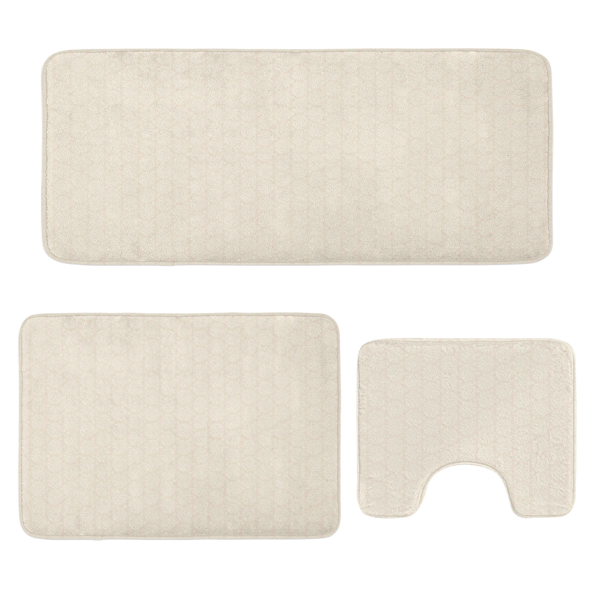 Red Barrel Studio® Ivory Bathroom Rug Set 3 Pieces U-Shape & Rectangle ...